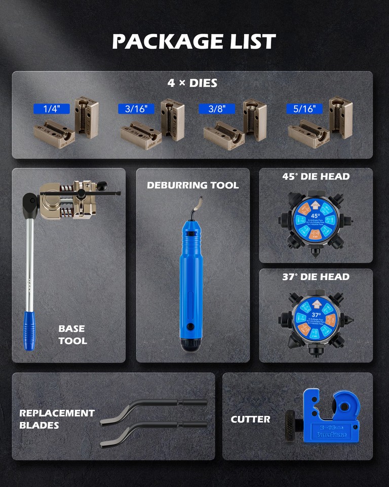 OMT Brake Line Flaring Tool Set Tube Repair Kit for Single Bubble ...