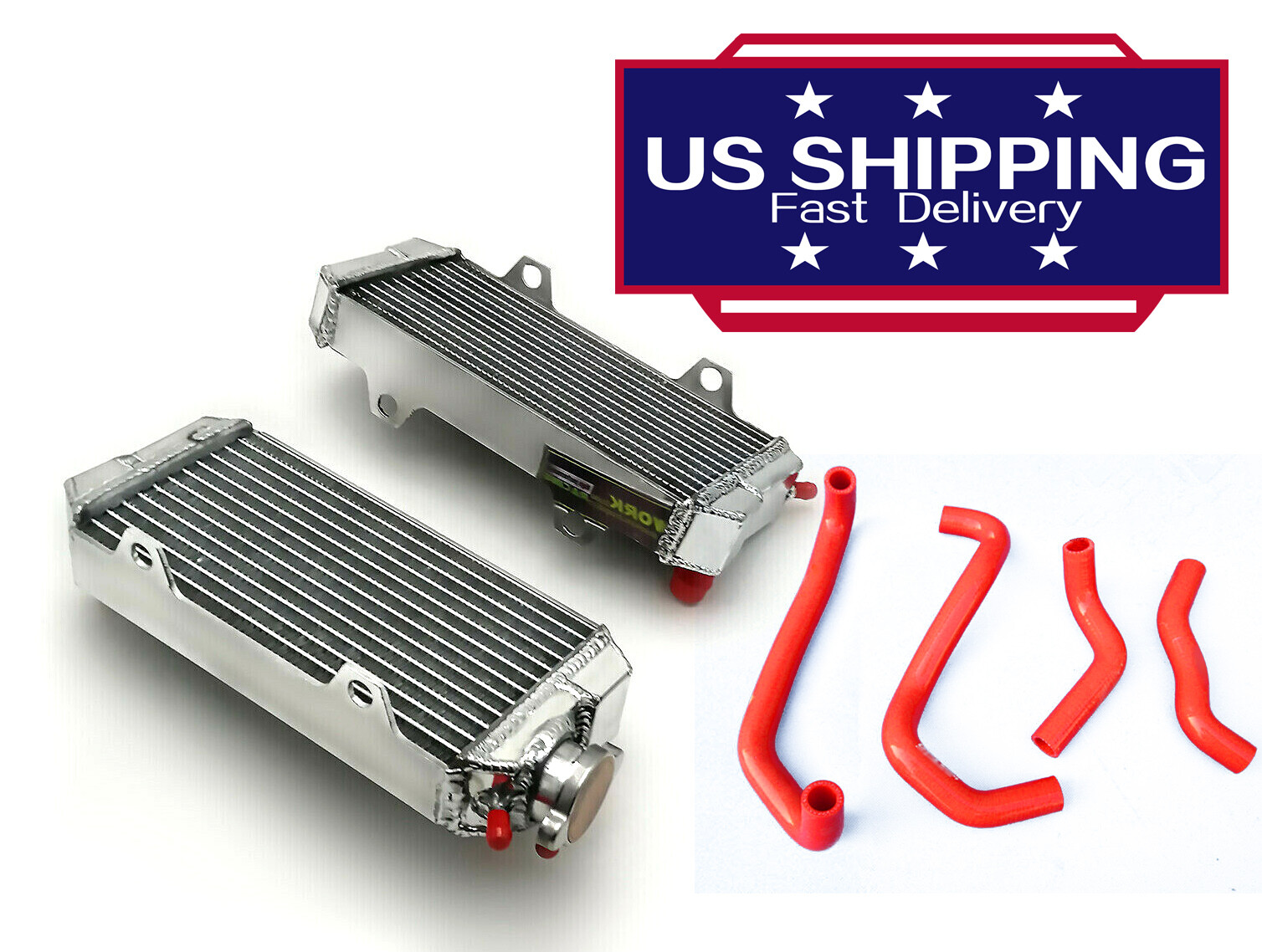 Both Aluminum Radiator For HONDA ATC250R ATC 250R 1985 1986 & Red Hose ...
