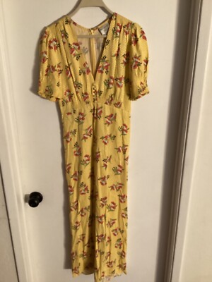 Women "Jill Jill Stuart"yellow/floral print short sleeve midi dress ...