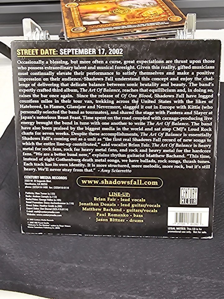 Shadows Fall - The Art of the Balance CD PROMO 2002 Rare | eBay
