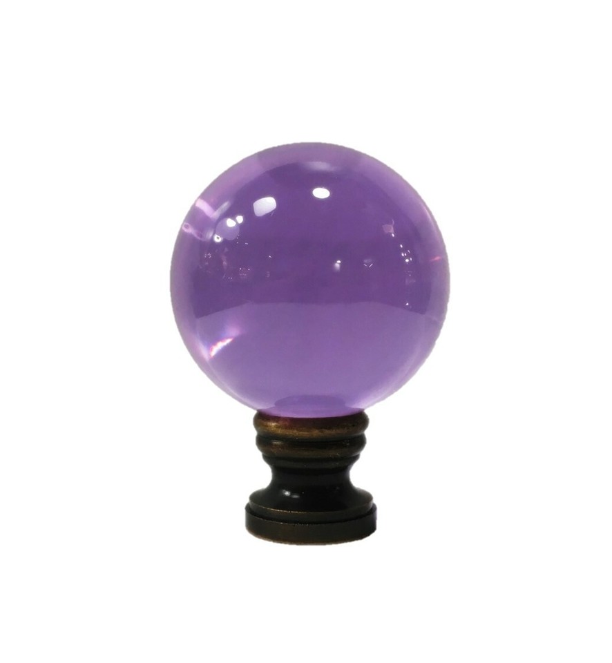 Lamp Finial-LARGE GLASS ORB in 10 Colors-Brass Base, 3 Finishes AB,CH ...