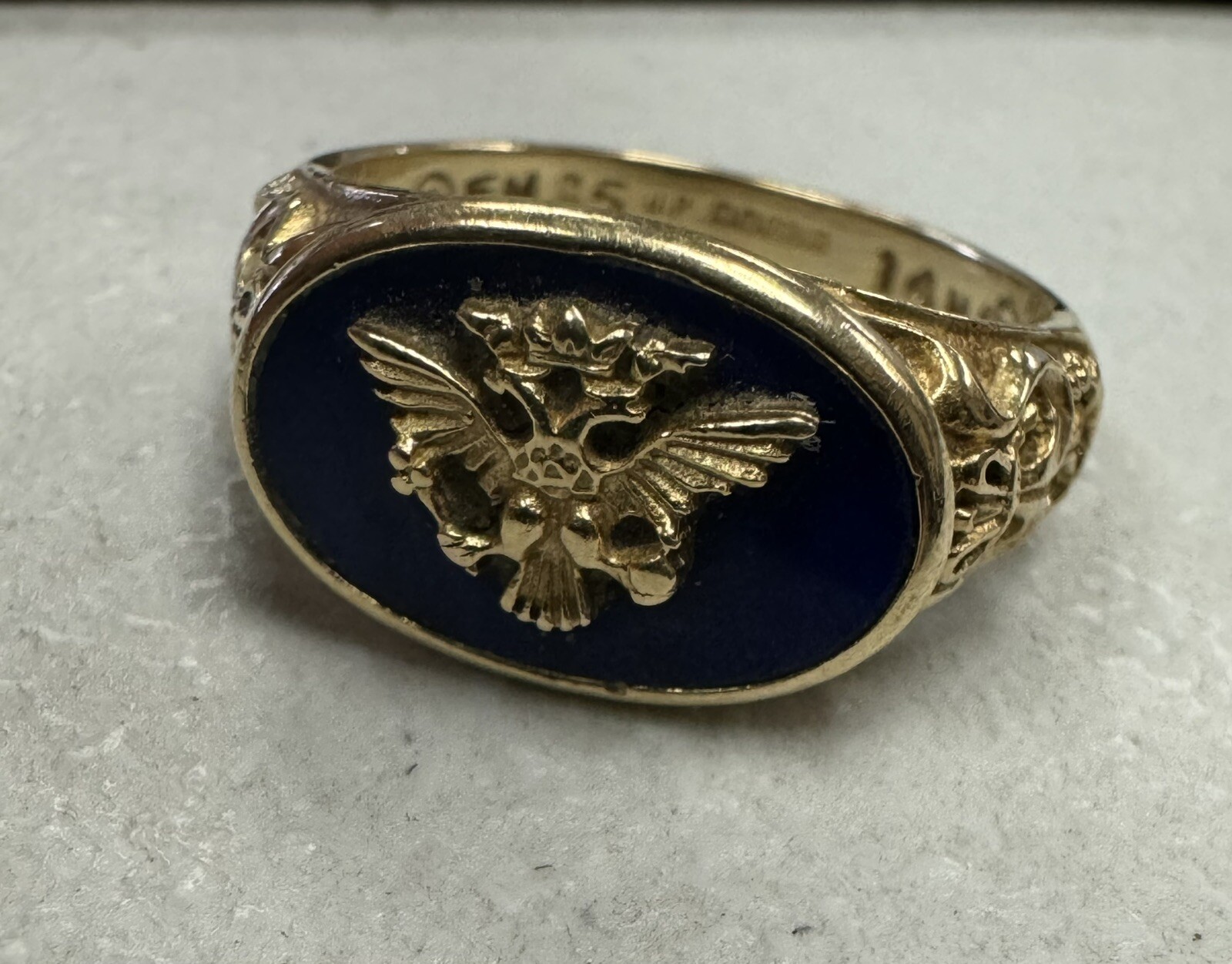 Vintage Russian Imperial Eagle 14K Gold Ring Size 11 - Gem