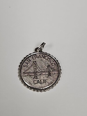 Vintage Silver San Francisco California Golden Gate Bridge Disc Charm ...