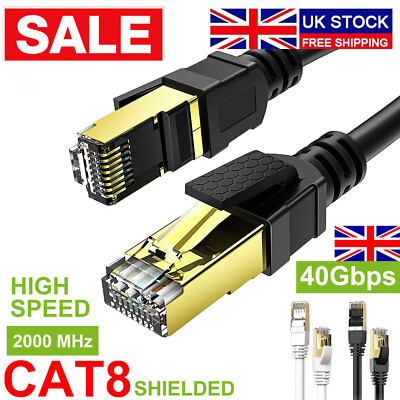 ETHERNET CABLE RJ45 CAT8 40GBPS NETWORK GOLD ULTRA-THIN LAN LEAD SSTP ...
