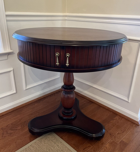 Vintage Bombay Company Round Drum Pedestal Accent Table | eBay