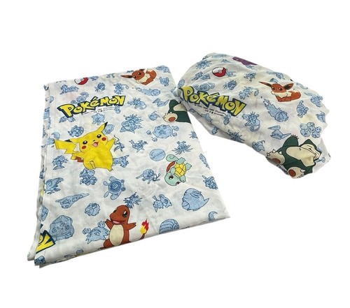 Vintage Pokémon Twin Sheet Set 1998 Pikachu Anime Nintendo Fitted Flat ...