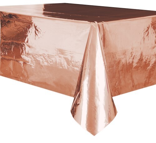 Rectangle Table Cover Metallic Rose Gold Tablecloth Plastic Waterproof ...