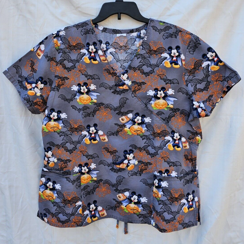 Mickey Mouse Gray w/Vampire Halloween Pumpkins Bats Spider Web Print ...