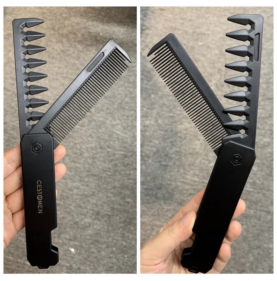 Folding Beard Comb 2 in 1 Wallet Pocket Anti-Static Hair Bread Mustache ...