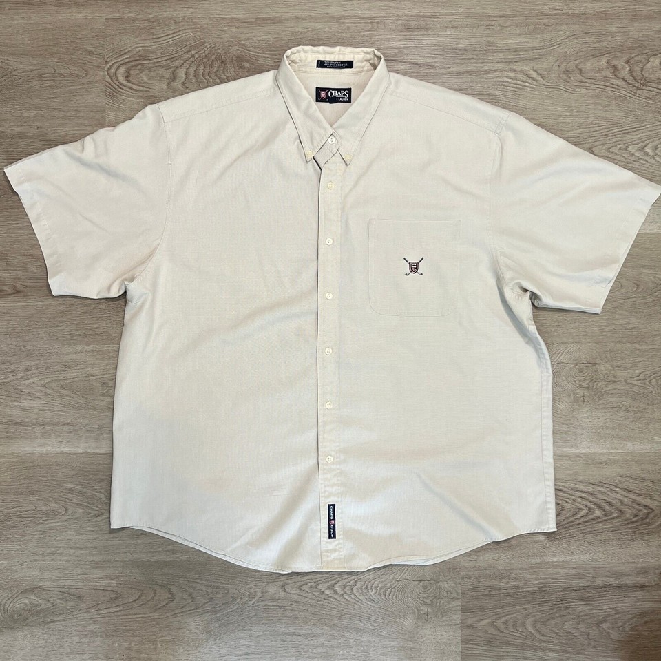 Chaps Ralph Lauren Golf Shirt Men's 2XB Golf Crest Short Sleeve Button ...