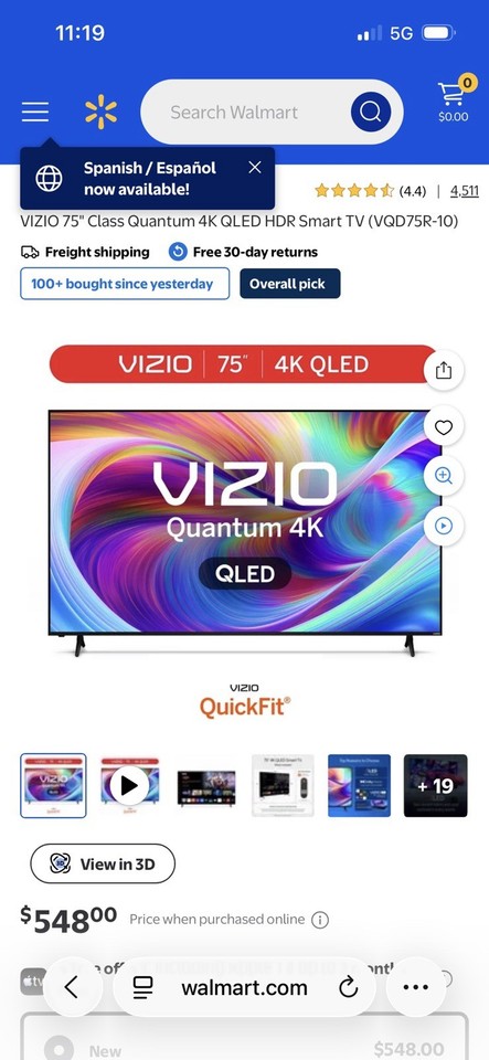 VIZIO 75in Class Quantum 2160p 4K QLED HDR Smart TV Black VQD75R-10 | eBay