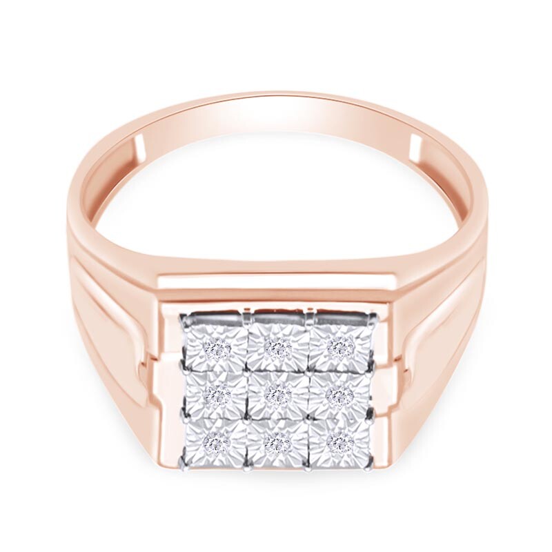 0.10 Cttw 10K Gold Miracle Plate Setting Natural Diamond Mens Wedding ...