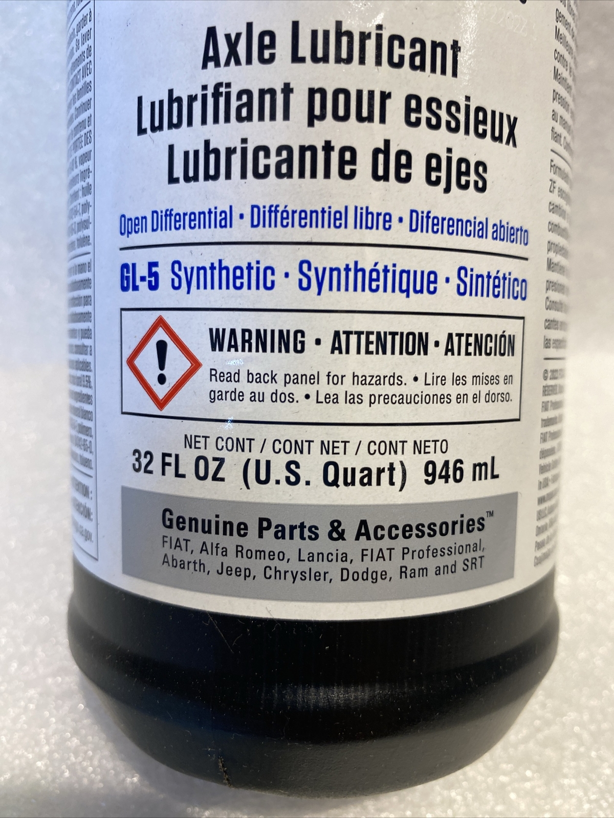 Genuine Mopar Gear Lubricant 68232947AC One Bottle Quart for sale ...