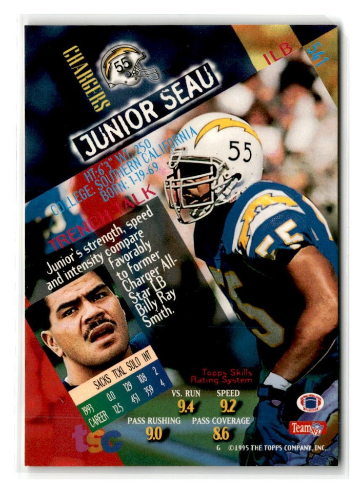 1994-Stadium Club-#541-Junior Seau-San Diego Chargers | eBay