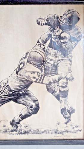 Charley Conerly Lithographs 1960 Shell Oil - Robert Riger Giants Gets ...