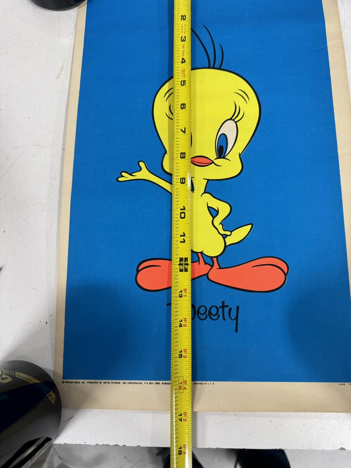 VTG 1970 Heavy Paper Blacklight Tweety Bird Poster Warner Bros Artko ...