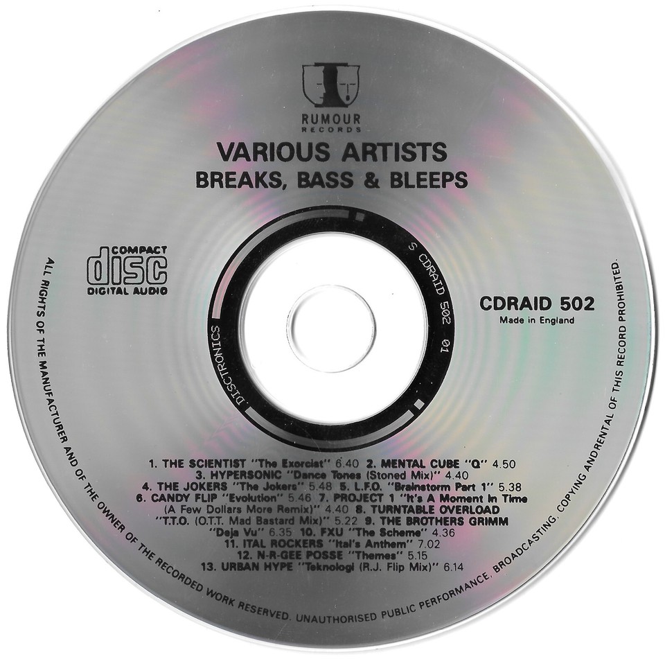 VARIOUS - Breaks, Bass & Bleeps (Import CD/1990 Rumour Records CDRAID ...