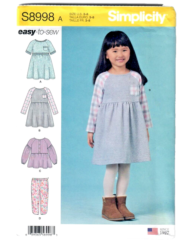 Simplicity S8998 Child Sportswear Dress, Top & Pants Sz 3-8 Sewing ...