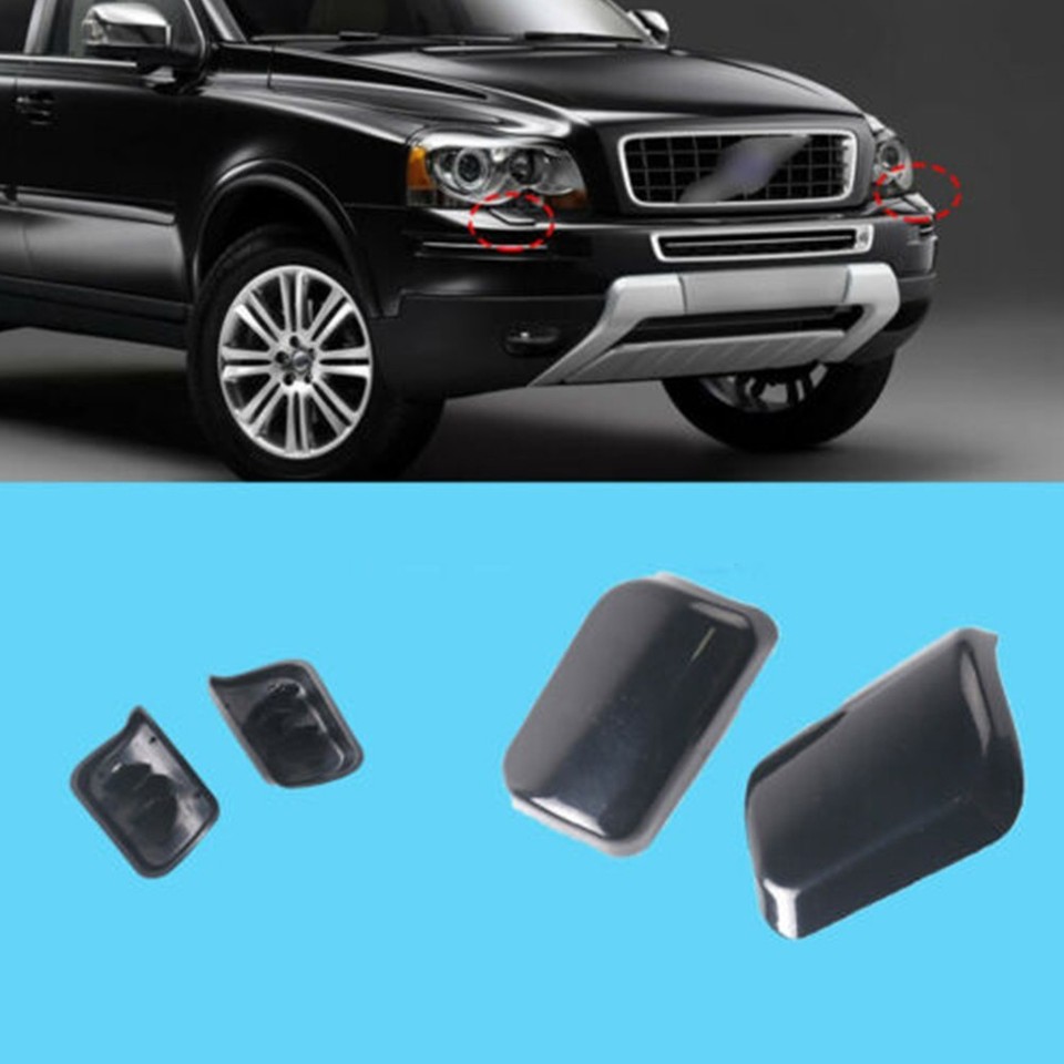 Washer Nozzle Cover Cap 1 Pair ABS Plastic Accessories Black Front ...