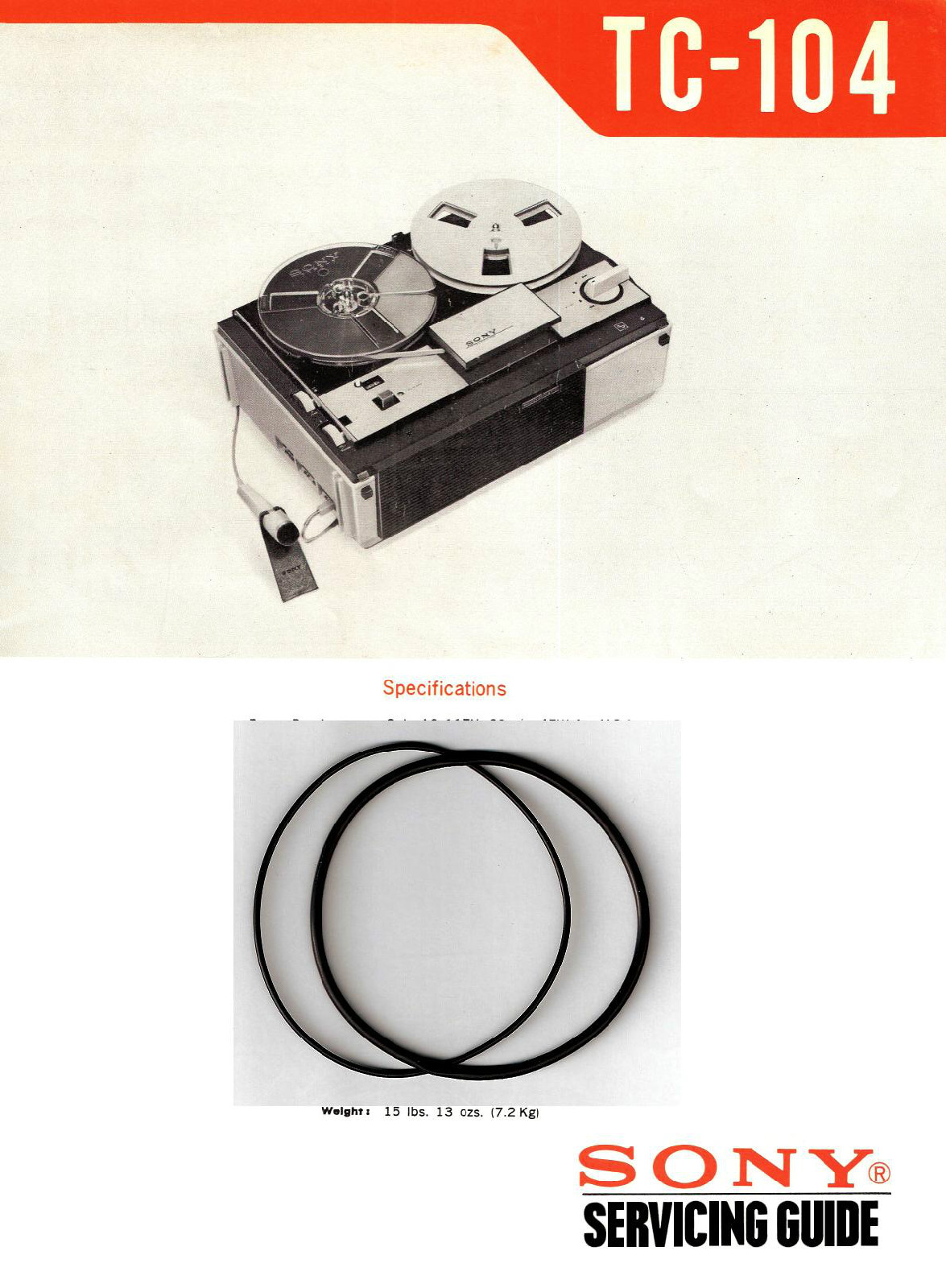 SONY TC-104 Reel-to-Reel Belts with/without a .pdf MANUAL on CD | eBay
