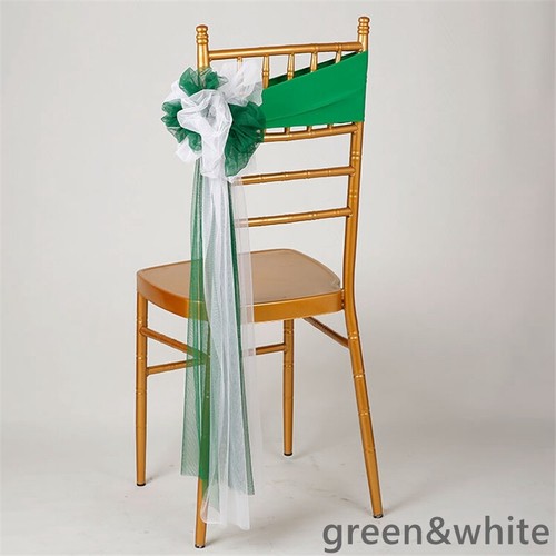 10pcs Wedding Chair Sash Ribbon Cover Mesh Tulle Voile Bow Stretch ...