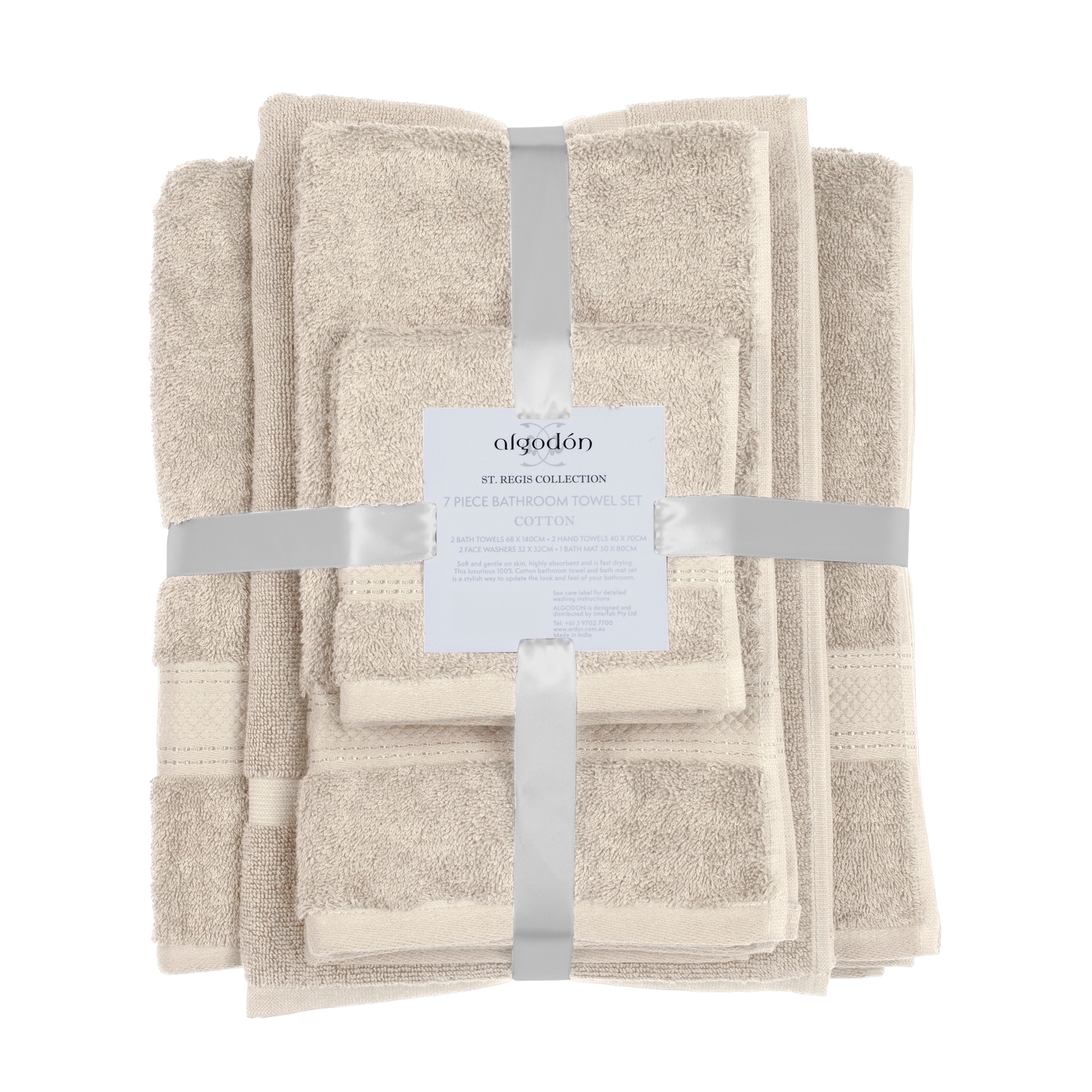 Algodon St Regis Collection 7 Pce Cotton Hand Bath Towel Mat Washer Set ...