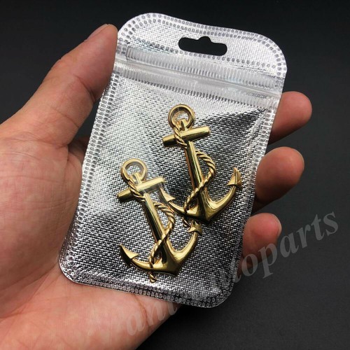 2x Metal Gold U.S Navy USN Anchor Car Emblem Badge Motorcycle Gas Tank ...