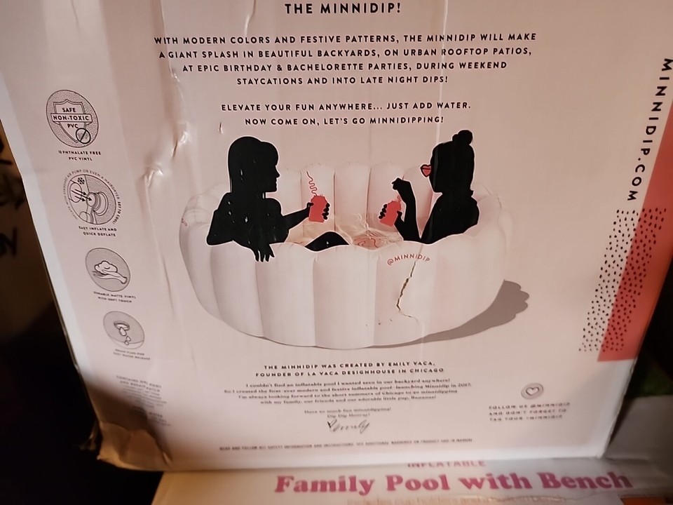 Minnidip Luxe Inflatable Pool Blushing Palms Pink Adult Kiddie Pool ...