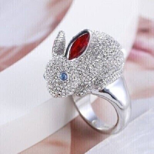 3 Ct Simulated Marquise Red Ruby Rabbit Engagement Ring In 14K White ...