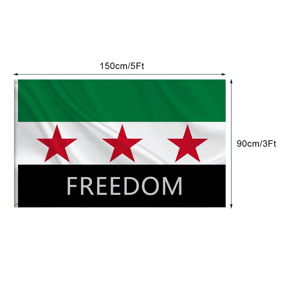 Syria Flag 3 Stars Banner 3x5 ft Republic Revolution Protest Free ...