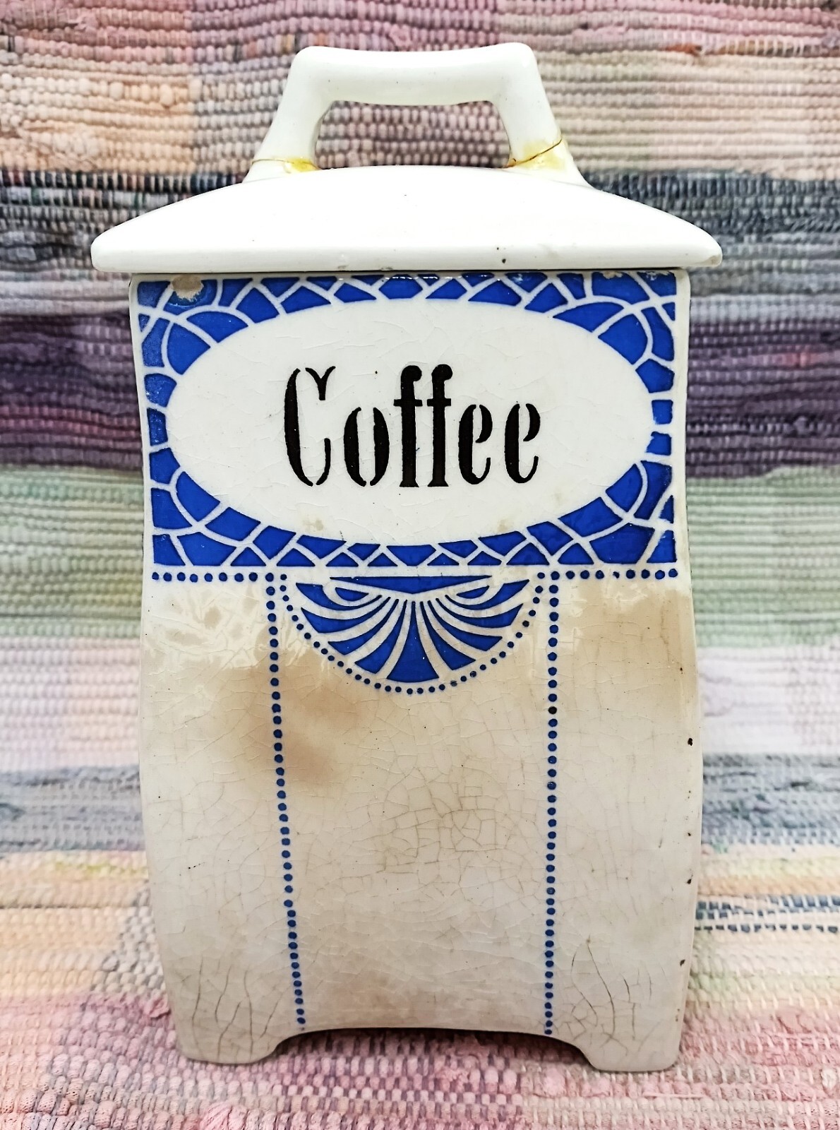 ANTIQUE Porcelain COFFEE CANISTER Blue White GERMANY 1920s RARE FIND | eBay