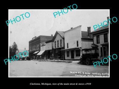 OLD LARGE HISTORIC PHOTO OF CLARKSTON MICHIGAN THE MAIN STREET & STORES ...