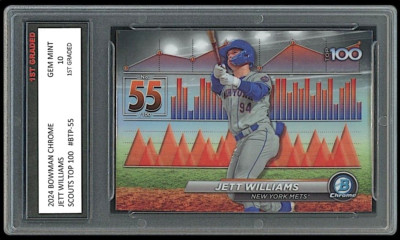 Jett Williams 2024 Bowman Chrome Scouts 1st Graded 10 Top 100 Rookie ...