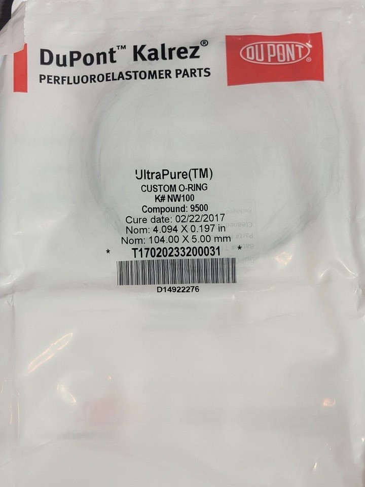 NEW Dupont Kalrez Compound 8085 & 9100 4" NW100 O-RING 4.094in. X 0 ...
