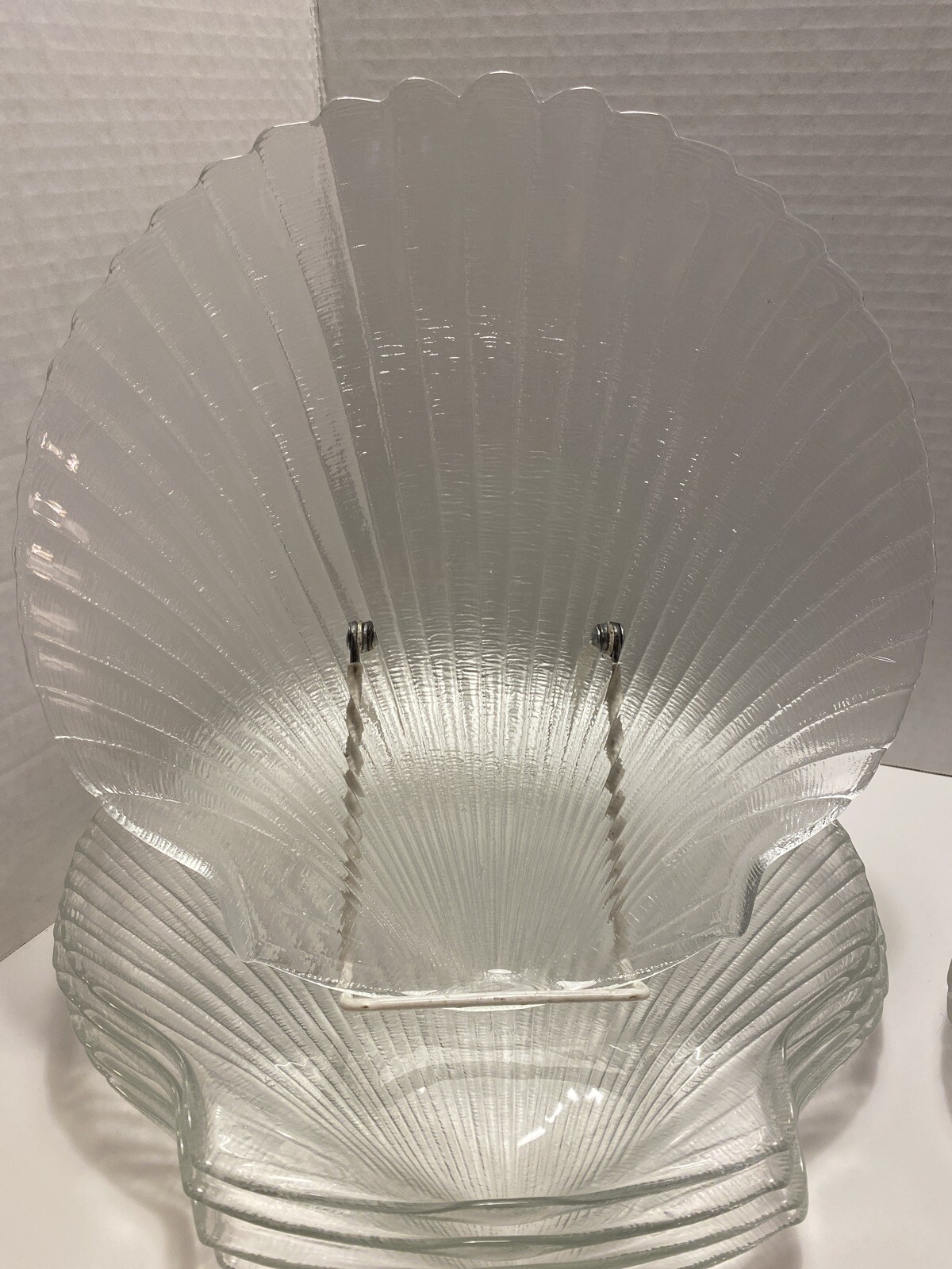 (10) Clear Glass Seashell Clam Scalloped 11” Dinner Plates France ...
