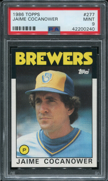 PSA 9 MINT 1986 TOPPS JAIME COCANOWER #277 BREWERS 00240 B206 | eBay