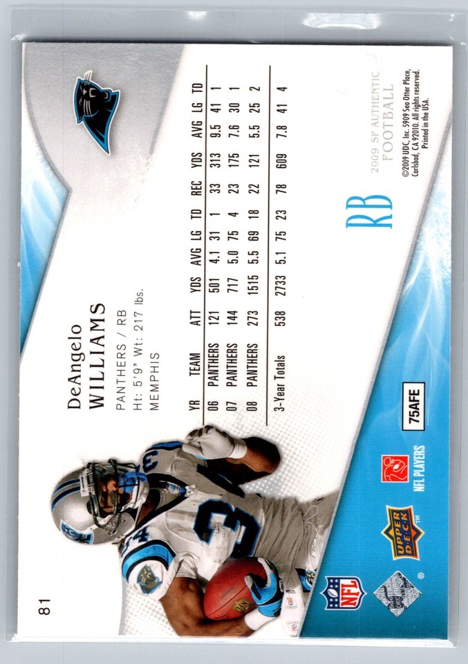 2009 SP Authentic #81 DeAngelo Williams | eBay