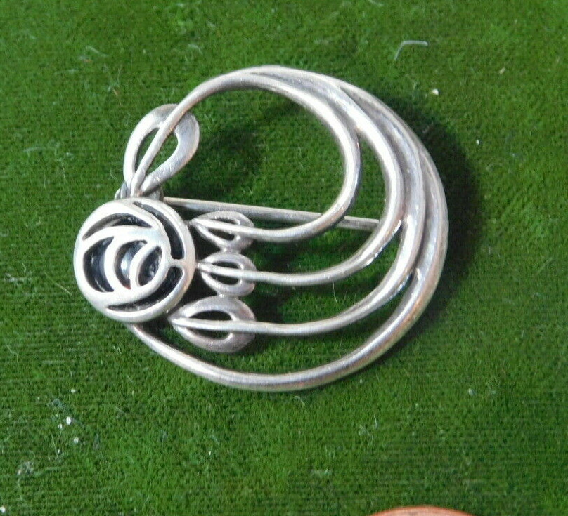 Sterling Silver Signed KIT HEATH Macintosh Rose design Flower Brooch ...