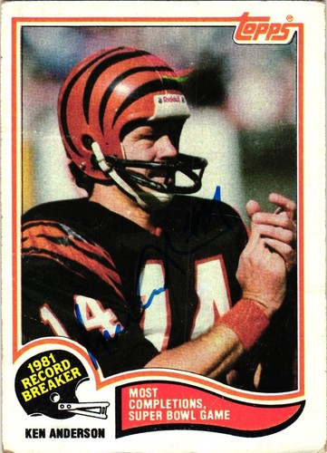 Ken Anderson #1 Signed 1982 Topps Auto NFL Football Card Bengals Record ...
