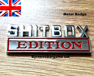 Car Badge Decal Sticker Emblem 3D Shitbox Edition Chrome/Red Styling UK ...