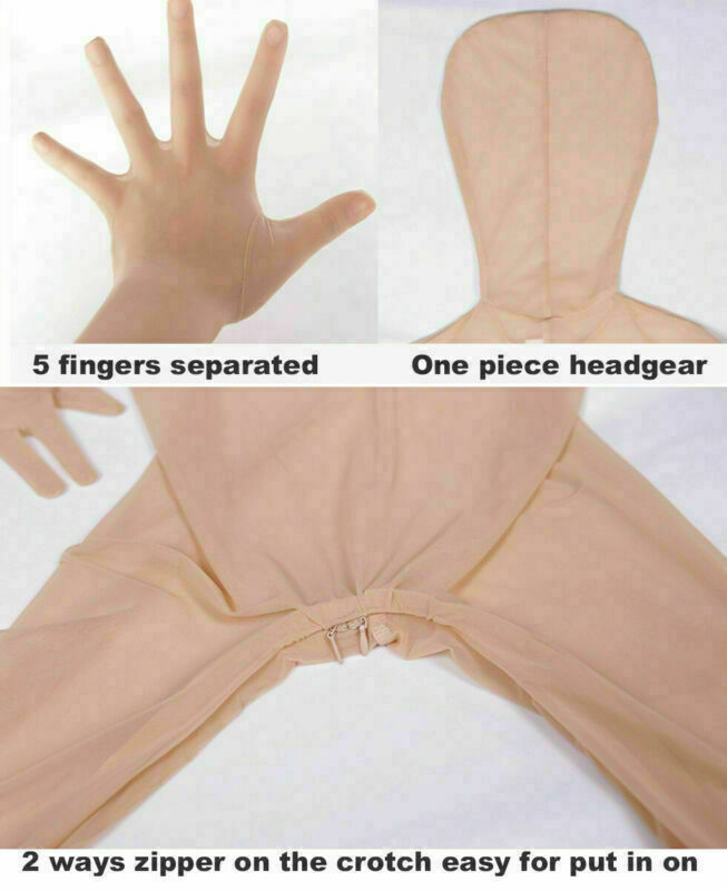 2-Way Zipper Sheer Full Bodystocking Catsuit Mask Hood Zentai Bodysuit ...