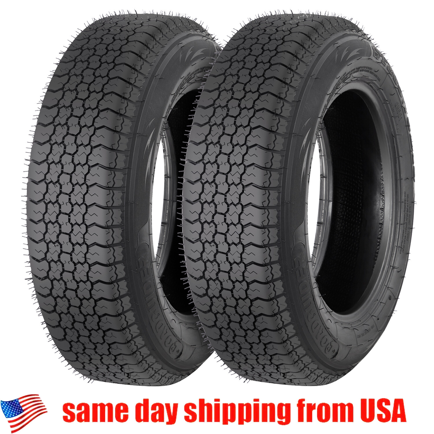 2 Set ST225/75R15 Trailer Tires 6PR 225 75 15 Load Range E, Fuel-saving ...