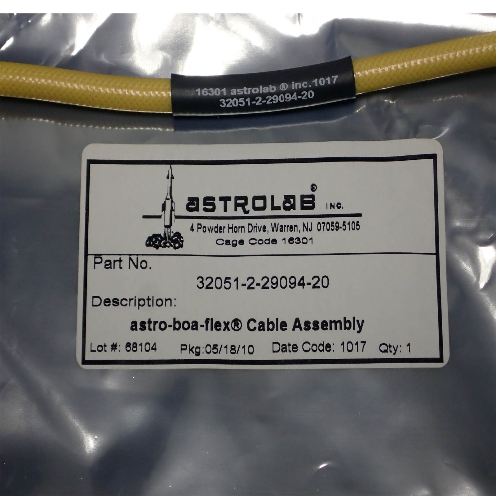 Astrolab ASTRO-BOA-FLEX LOW LOSS 50 OHM RF CABLE ASSEMBLY DUAL MALE SMA ...