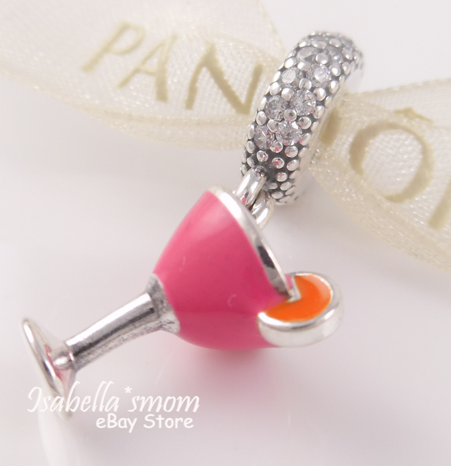 FRUITY COCKTAIL Genuine PANDORA Silver/Pink Enamel NIGHT OUT Dangle ...
