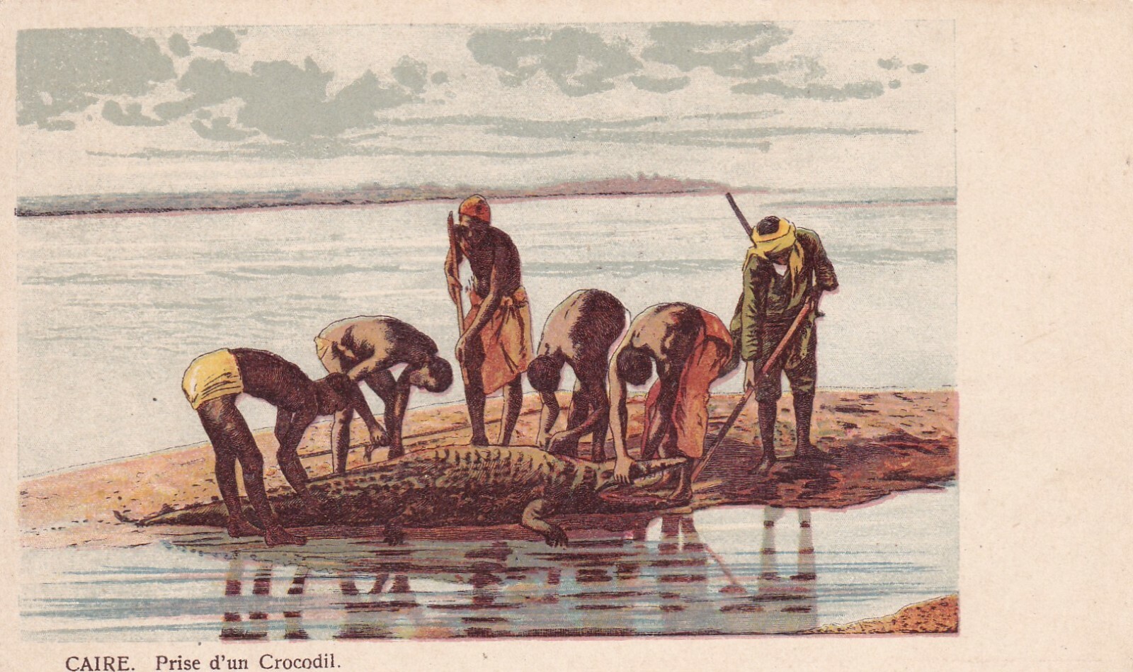 Egypt - 1898 - Very Rare - Vintage Lithograph Postcard - Catch of a ...