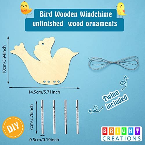 Bird Wooden Wind Chime Bird Wind Chime Wood Windchimes Outdoors ...