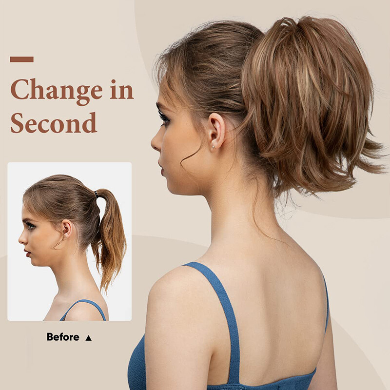 Bendable Claw Clip Ponytail Messy Bun Hair Piece Straight Short Updo ...