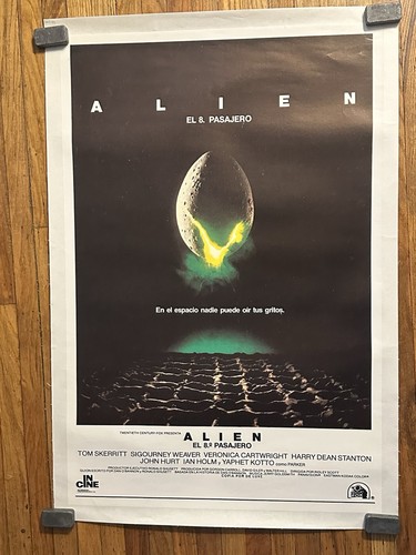 ALIEN 1979 ORIGINAL SPANISH VINTAGE ONE SHEET 27X41 LINENACKED WEAVER ...