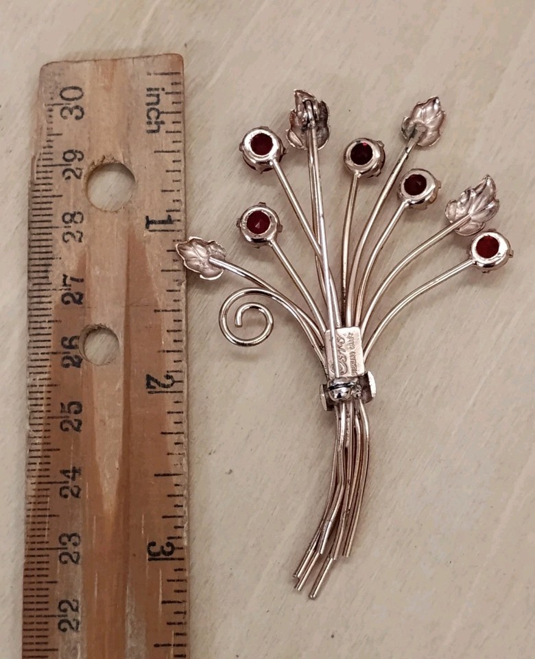 Vintage Coro Craft Sterling Rose Gold Vermeil Ruby Red Rhinestone ...