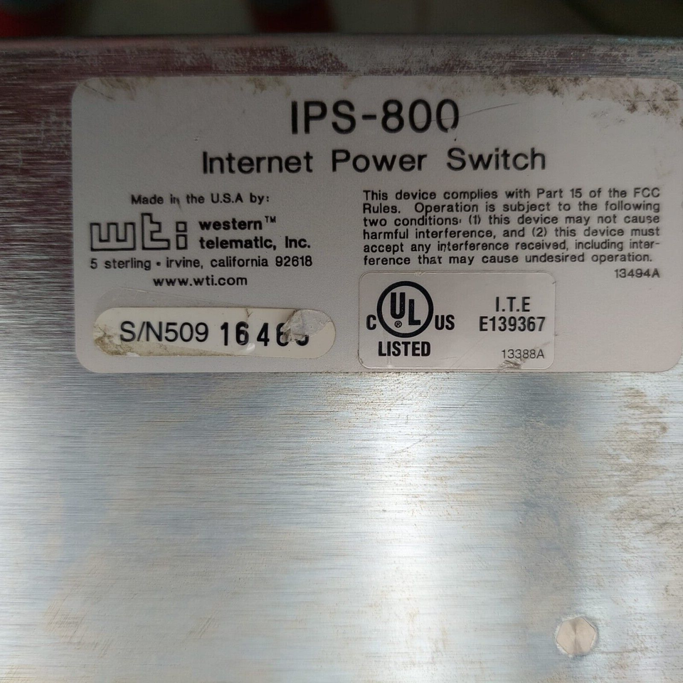 WTI IPS-800 Internet Power Switch 100-240VAC 20A 8-Out | eBay